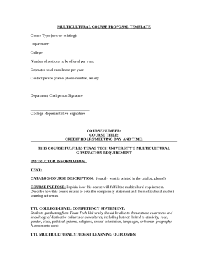 NEW COURSE PROPOSAL COST JUSTIFICATION Doc Template | pdfFiller