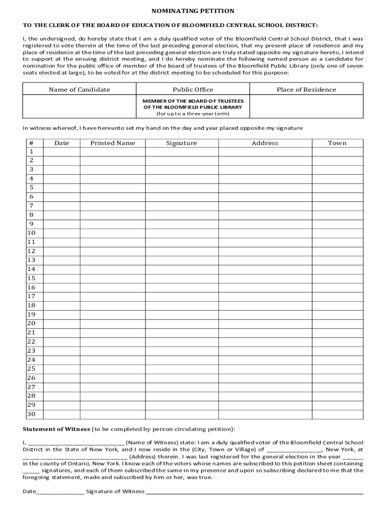 Fillable Online The undersigned, being duly qualified voters of the ...