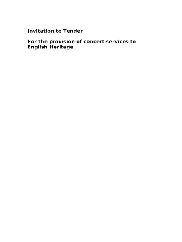 ITT General Invitation to Tender - Concert Events final.d Doc Template | pdfFiller