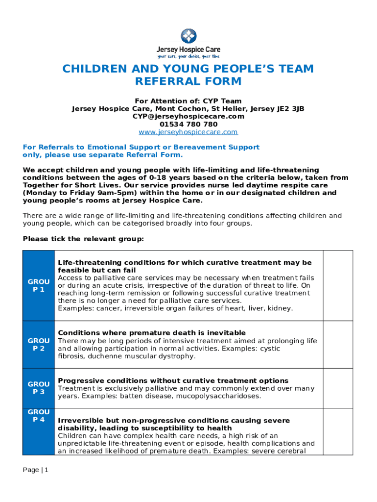 children and young people's team referral Doc Template | pdfFiller