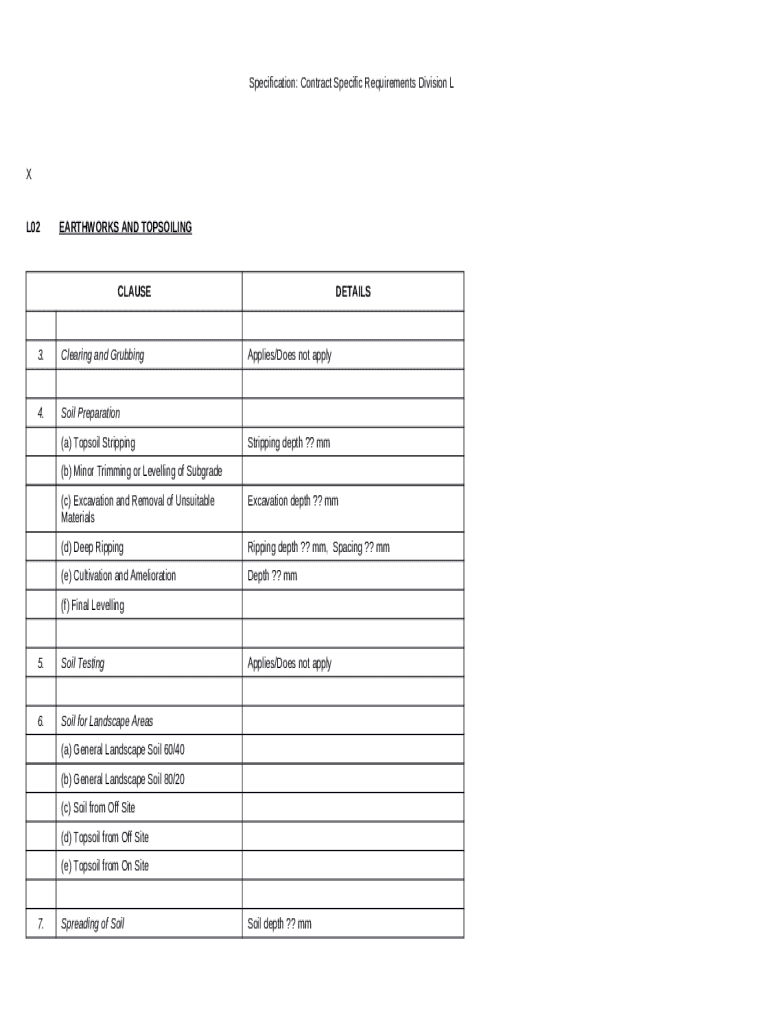 EARTHWORKS 2.1 Scope of Work This section covers ... Doc Template ...