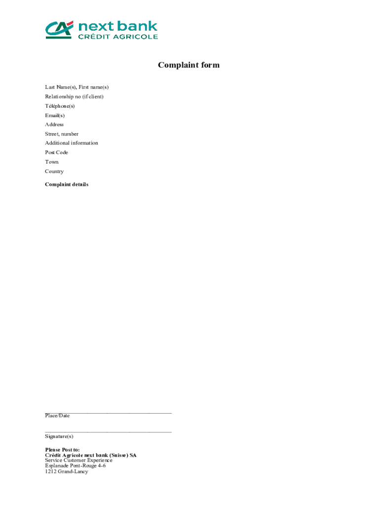 Remplissable En Ligne Example customer complaint form for businesses ...
