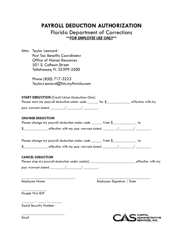 Fillable Online Payroll Deduction Authorization Form - PRL-920-005.pdf Fax Email Print - pdfFiller