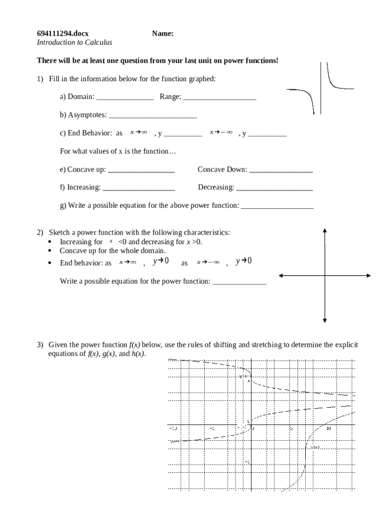 TU0% Worksheet - Power Functions 1) Graph and analyze ... Doc Template ...