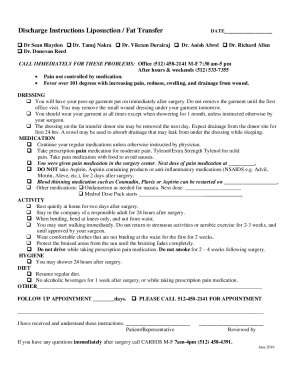 Fillable Online Discharge InstructionsLiposuctionFat Transfer Fax Email Print - pdfFiller