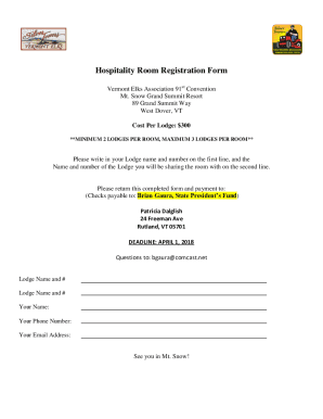Fillable Online Hospitality Room Registration Form Fax Email Print ...