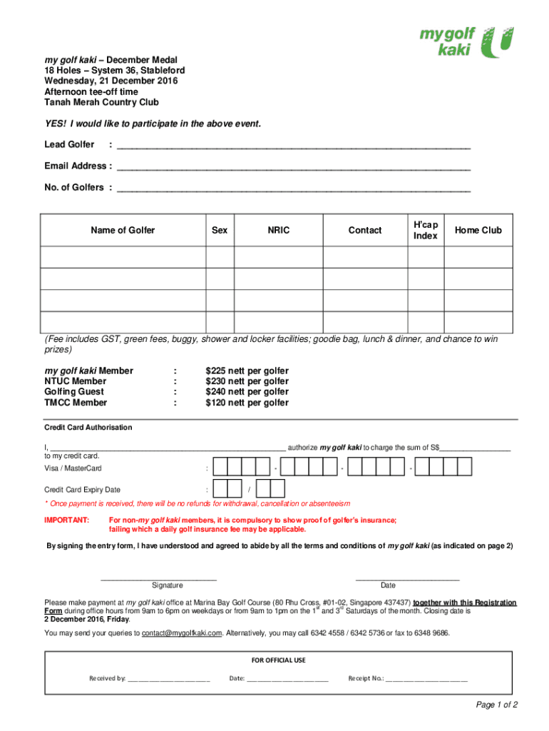 Fillable Online my golf kaki June Medal 18 Holes, System 36, Stableford ...