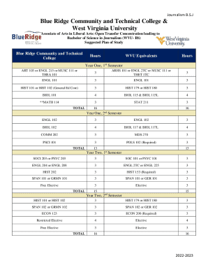 Fillable Online registrar wvu Blue Ridge Community and Technical ...