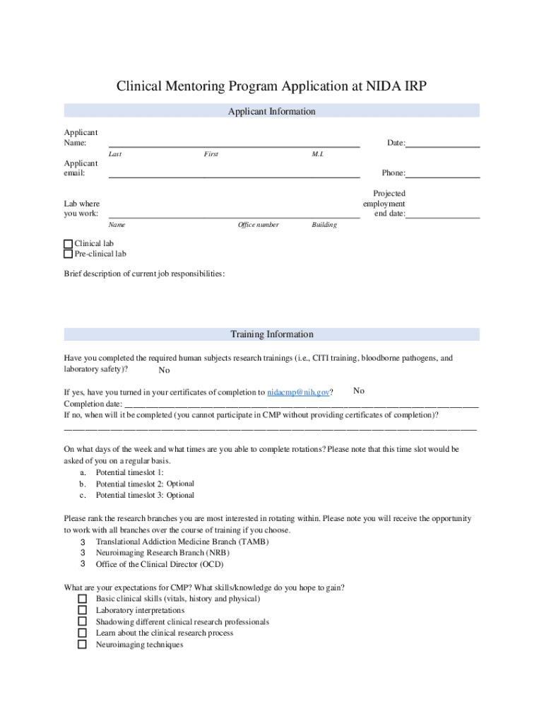 Fillable Online Clinical-Mentoring-Program-Application-at- ... Fax Email Print - pdfFiller
