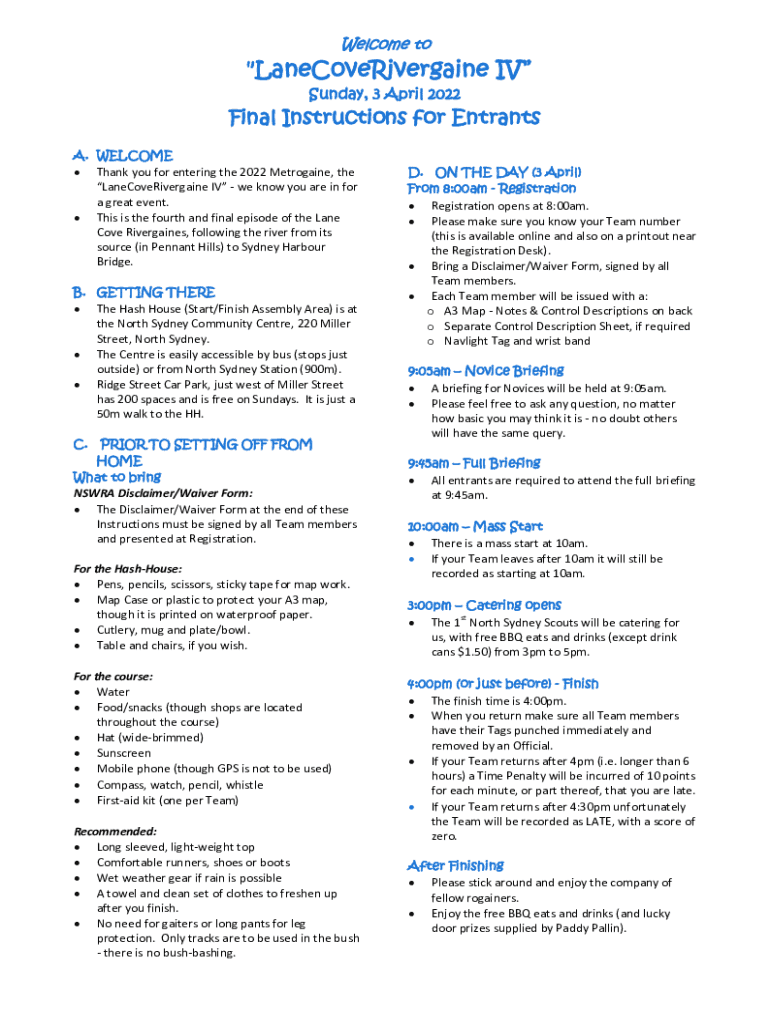 Fillable Online ACT Rogaining Association Fax Email Print - pdfFiller