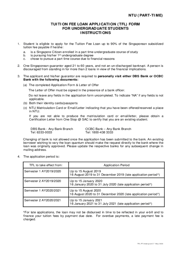 Fillable Online TUITION FEE LOAN APPLICATION (TFL) FORM FOR ... Fax ...