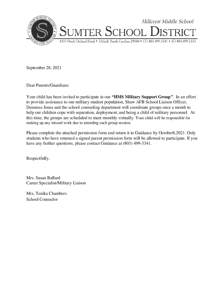 Fillable Online hms sumterschools Joining Forces and Hidden Helpers Coalition Pledge ... Fax ...