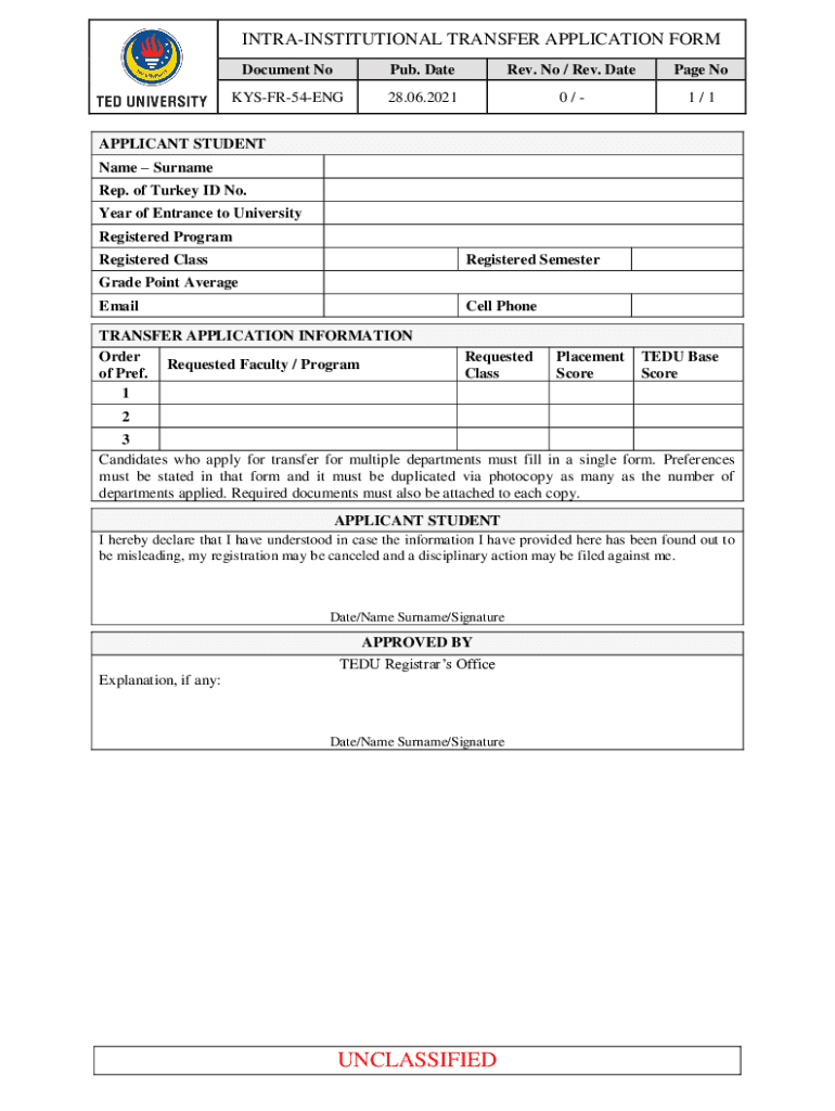 Fillable Online Internal Lateral Transfer Application Form Fax Email ...