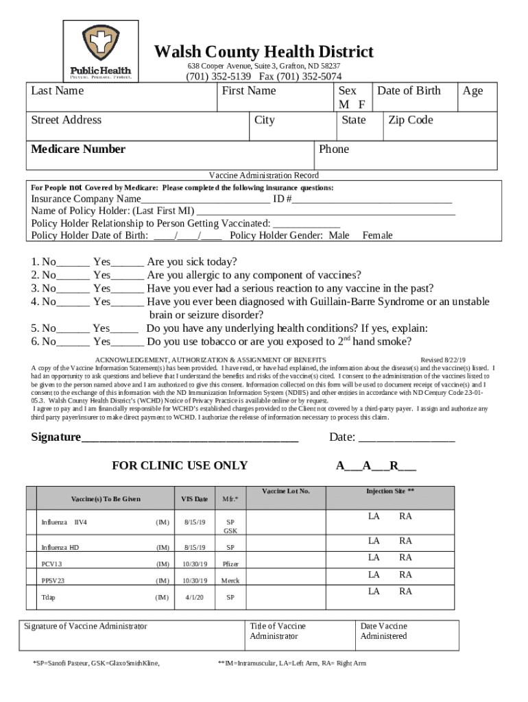 Walsh County Public Health Department Doc Template | pdfFiller