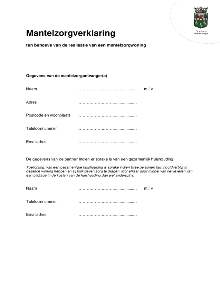 Invulbaar Online ten behoeve van de realisatie van een mantelzorgwoning ...