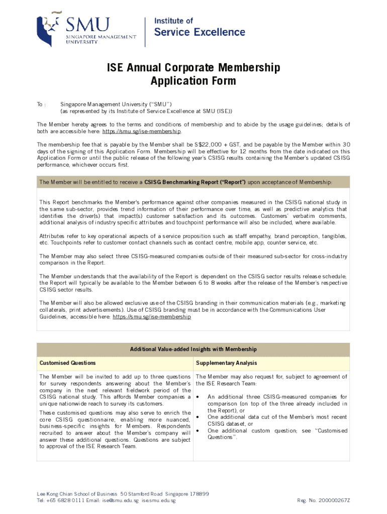 Fillable Online ISE Annual Corporate Membership Application Form Fax Email Print - pdfFiller