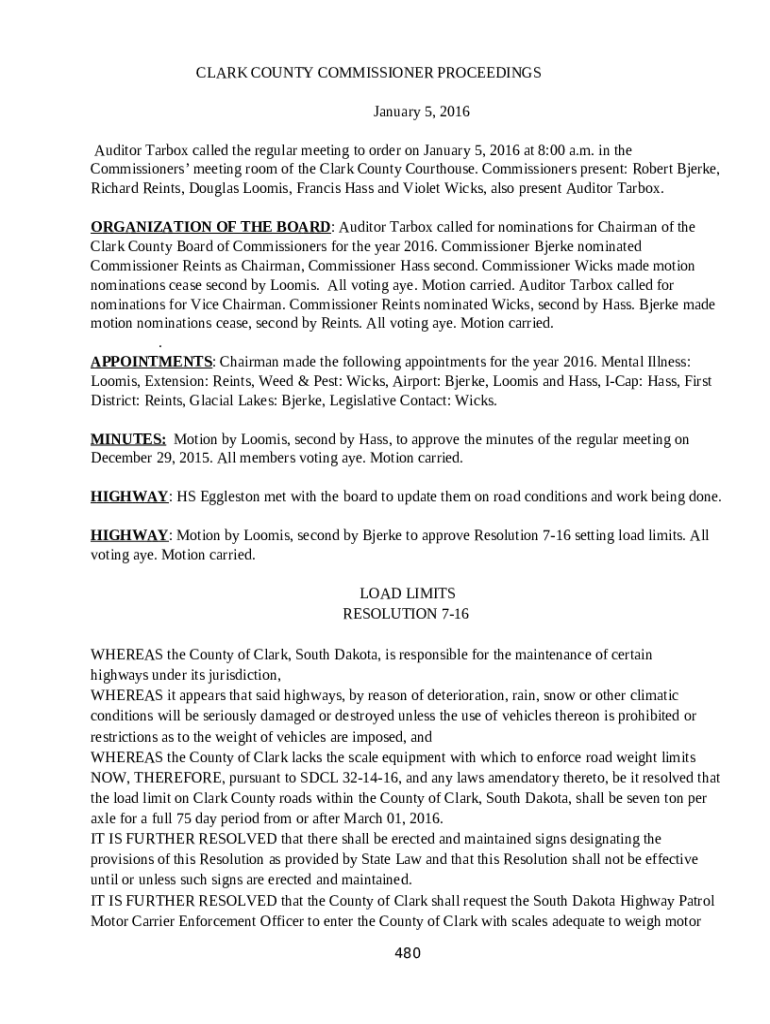 Commissioners present: Robert Bjerke, Richard Reints, Douglas Loomis ...