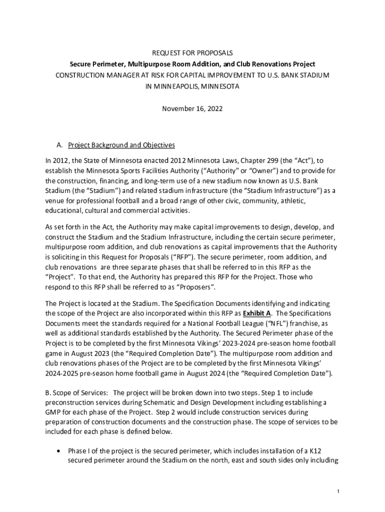 Fillable Online REQUEST FOR PROPOSALS Secure Perimeter, Multipurpose ...