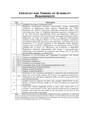ANNEX A Revised Checklist of Requirements - bcda gov Doc Template | pdfFiller