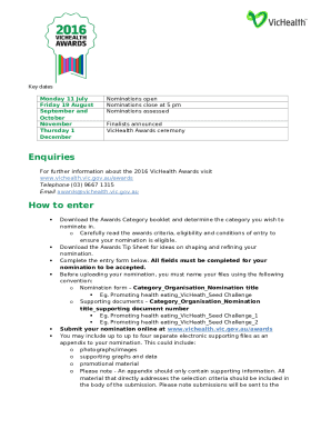 Victorian Public Healthcare Awards Doc Template | pdfFiller