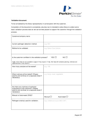 Fillable Online Solus One Listeria Validation Discussion Form Fax Email ...