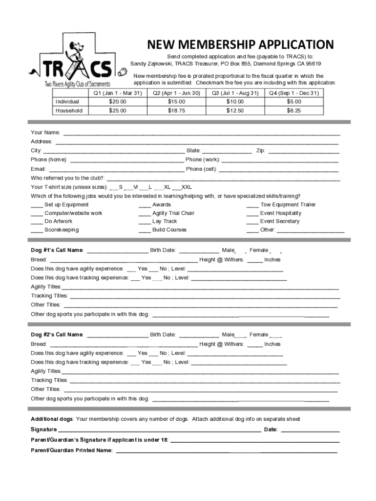 Fillable Online Send completed application and fee (payable to TRACS) to: Fax Email Print ...