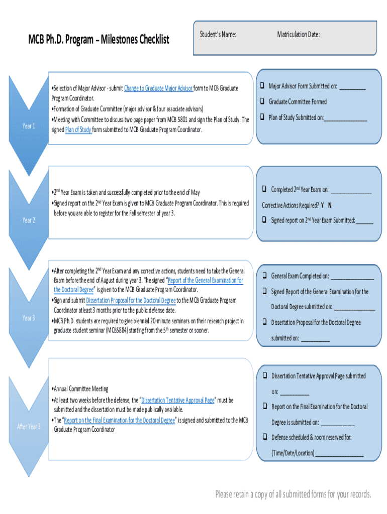 Fillable Online mcb uconn MCB Ph.D. ProgramMilestones Checklist Fax ...