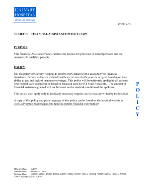 Fillable Online Hospital Financial Assistance Policies: A Quick ...