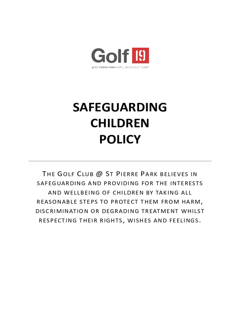 Fillable Online The Golf ClubSt Pierre Park Safeguarding Children ...