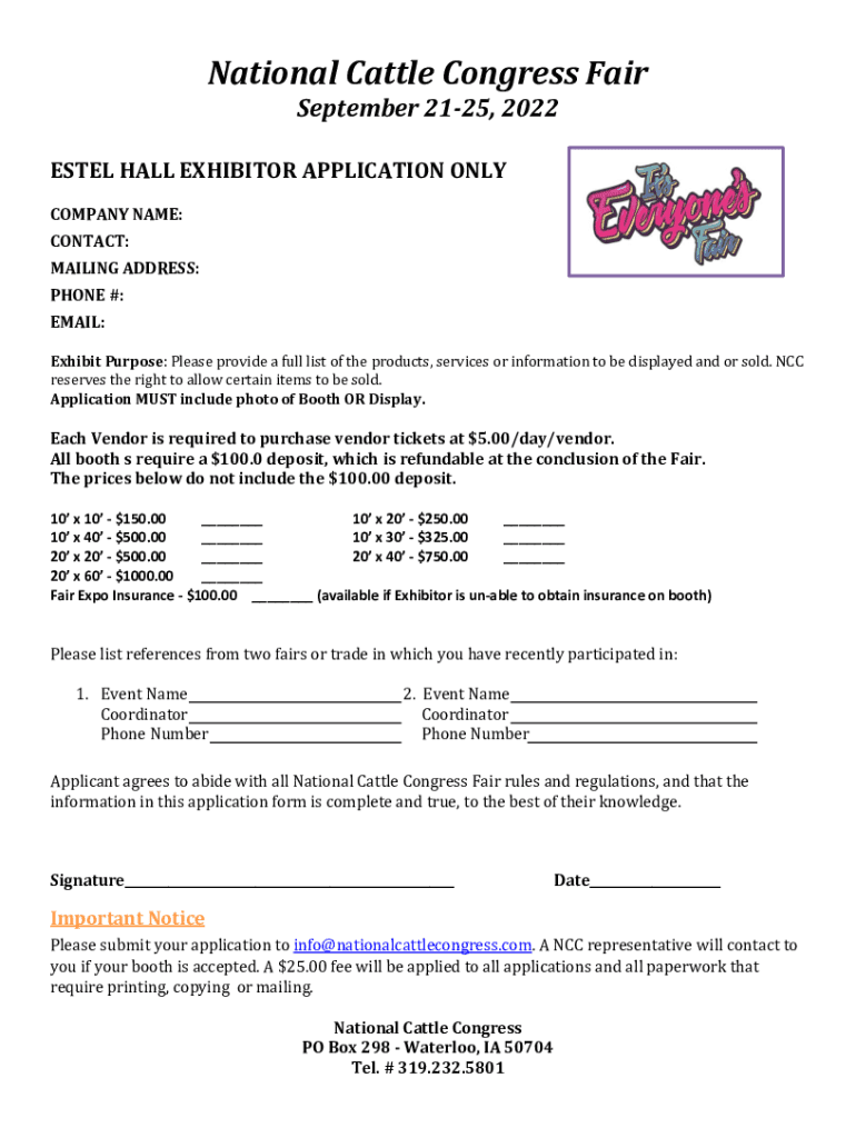 Fillable Online National Cattle Congress - The NCC Fair is looking for just ... Fax Email Print ...