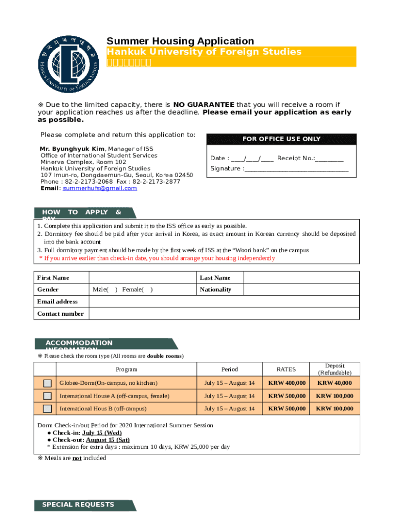 Summer Housing Application Hankuk University of Foreign ... - builder ...