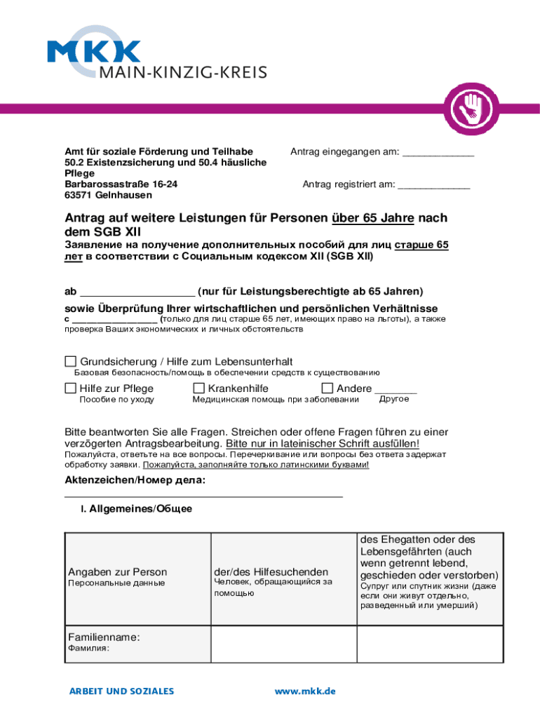 Ausfüllbar Online Antrag auf weitere Leistungen fr Personen ber 65 Jahre ... Fax Email Drucken ...