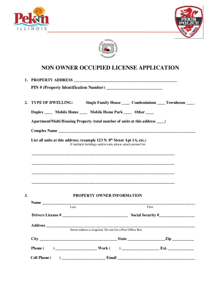 Fillable Online Non-Owner Occupied License Application Fax Email Print ...