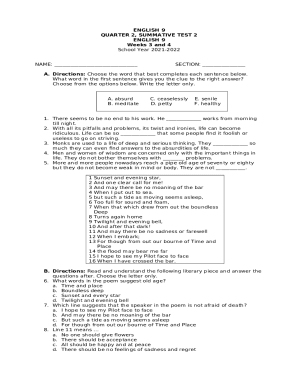 Activity Sheet in English 4 3RD Quarter From Lessons 1 ... Doc Template ...