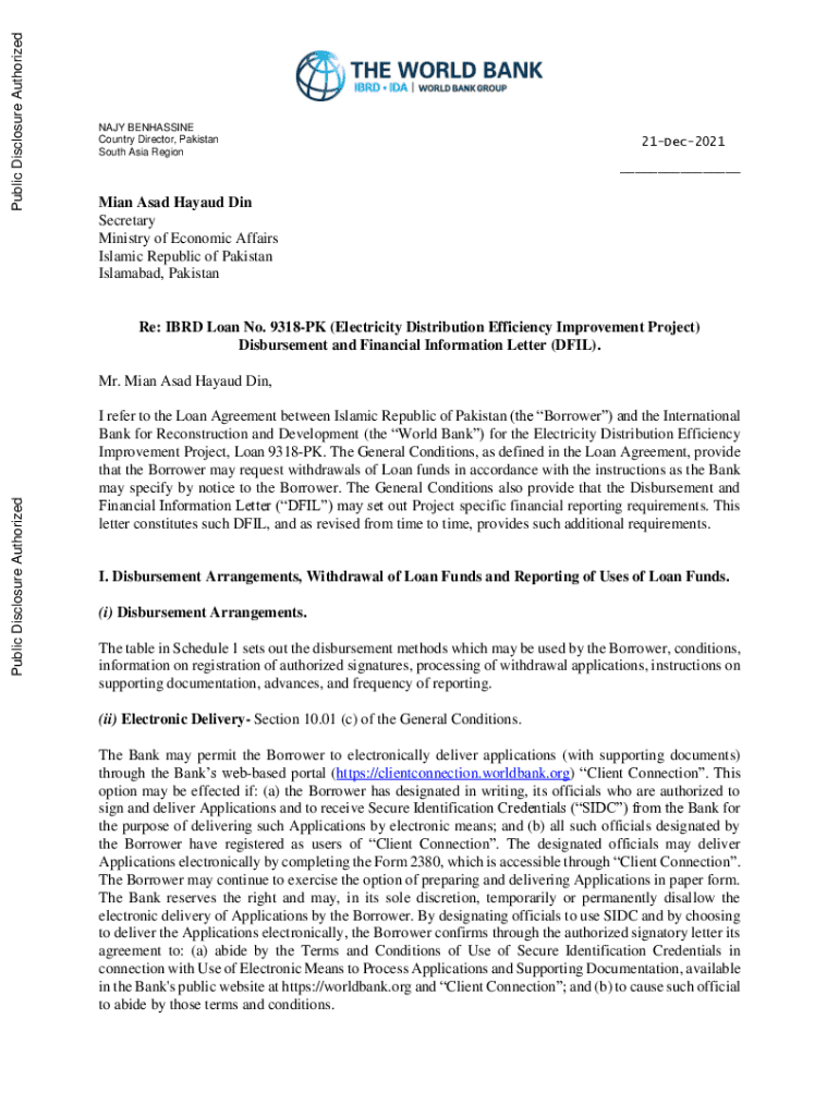 Fillable Online Disbursement and Financial Information Letter for Loan ...