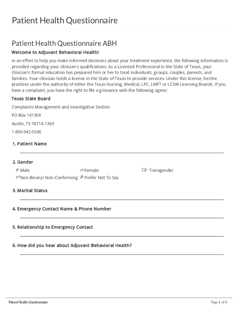 Fillable Online Use of PHQ-2/PHQ-9 Patient Health Questionnaires for ...