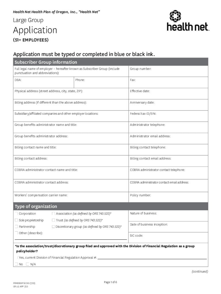 Fillable Online Small Group Enrollment and Change Application Fax Email ...