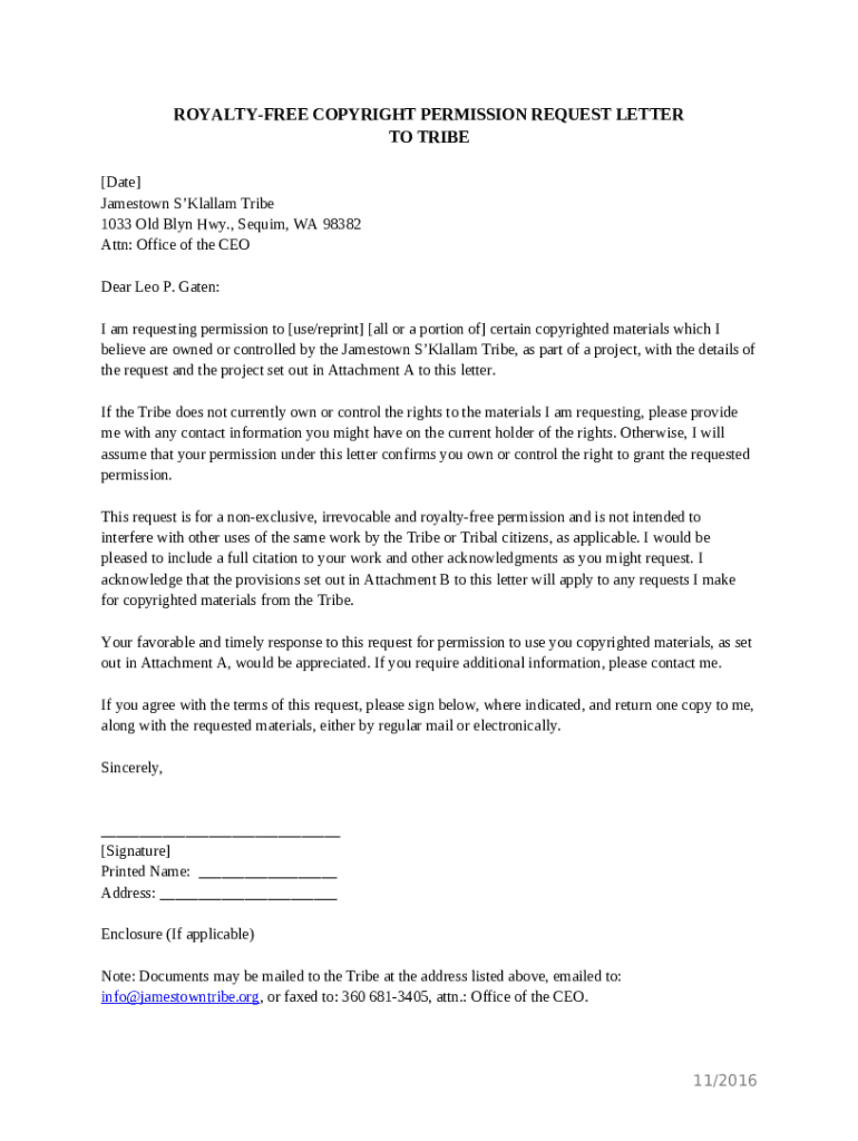 Royalty Free Permission Request Letter to the Tribe (MS Word) Doc ...