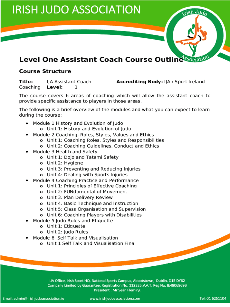 Syllabus: Swim Ireland Level One Coaching Swimming Doc Template | pdfFiller