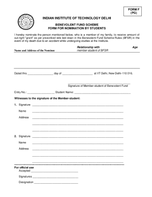 Fillable Online bsw iitd ac Indian Institute of Technology Delhi: Form ...