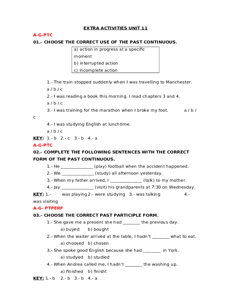 Past continuous for actions in progress at a specific point ... - web ...