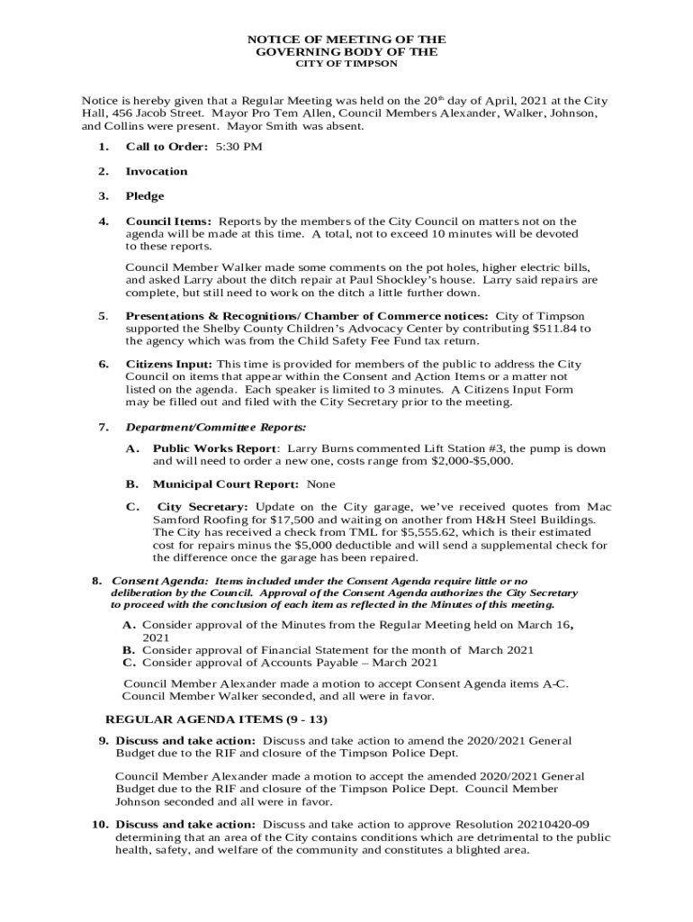 Moved by Smith, seconded by Robinson, to approve the ... Doc Template ...