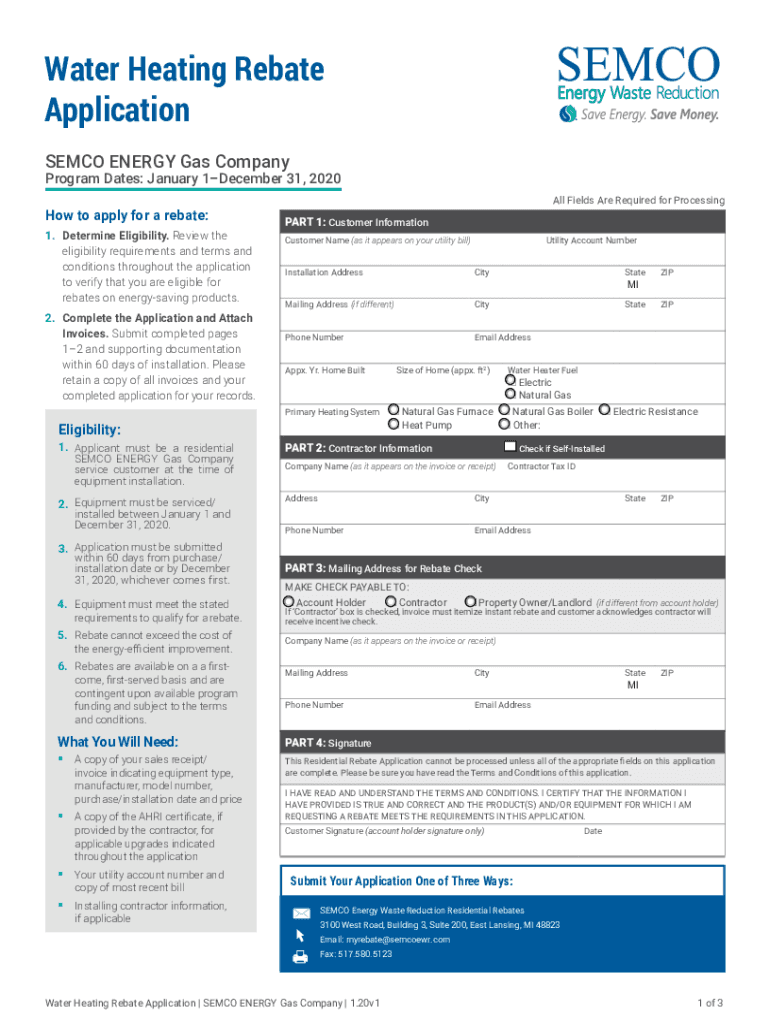 Fillable Online How To Claim Your SEMCO Energy Rebates Fax Email Print ...