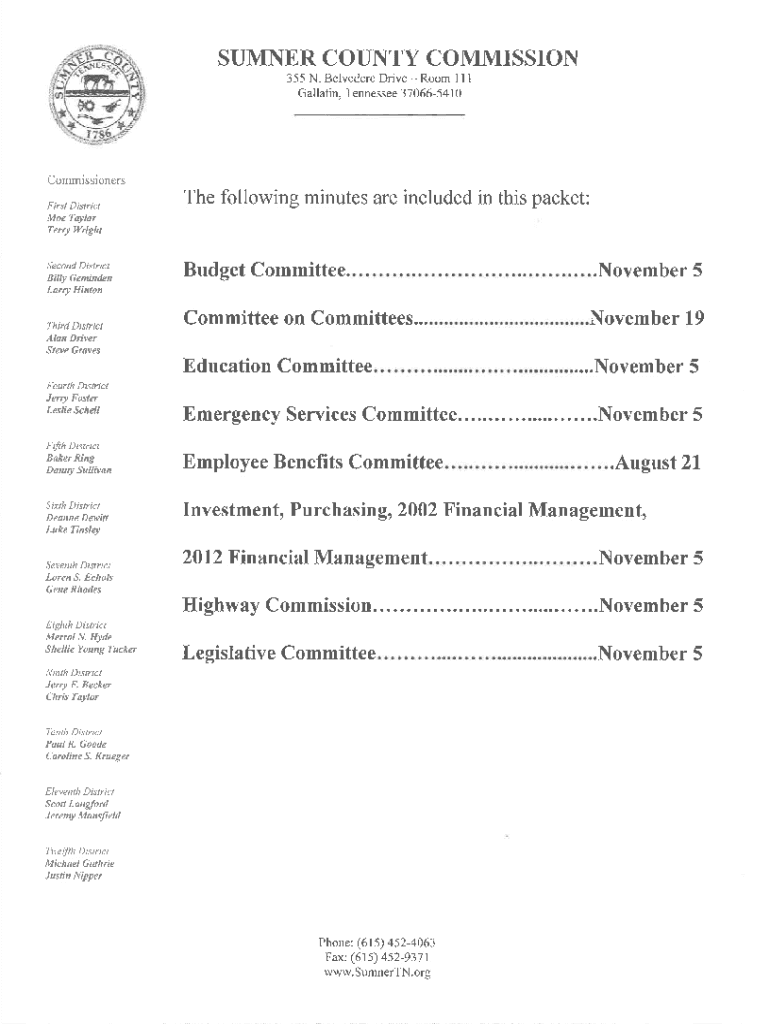 Fillable Online SUMNER COUNTY COMMISSION Fax Email Print - pdfFiller