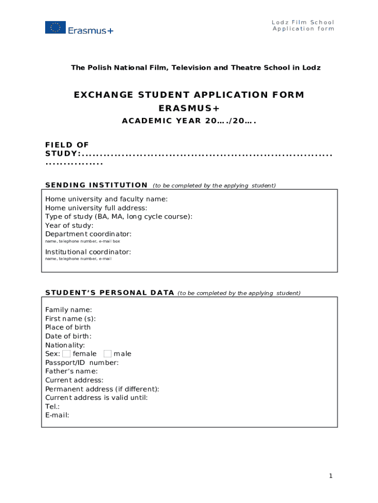 Erasmus Application IncomingsPDFLearning Doc Template | pdfFiller