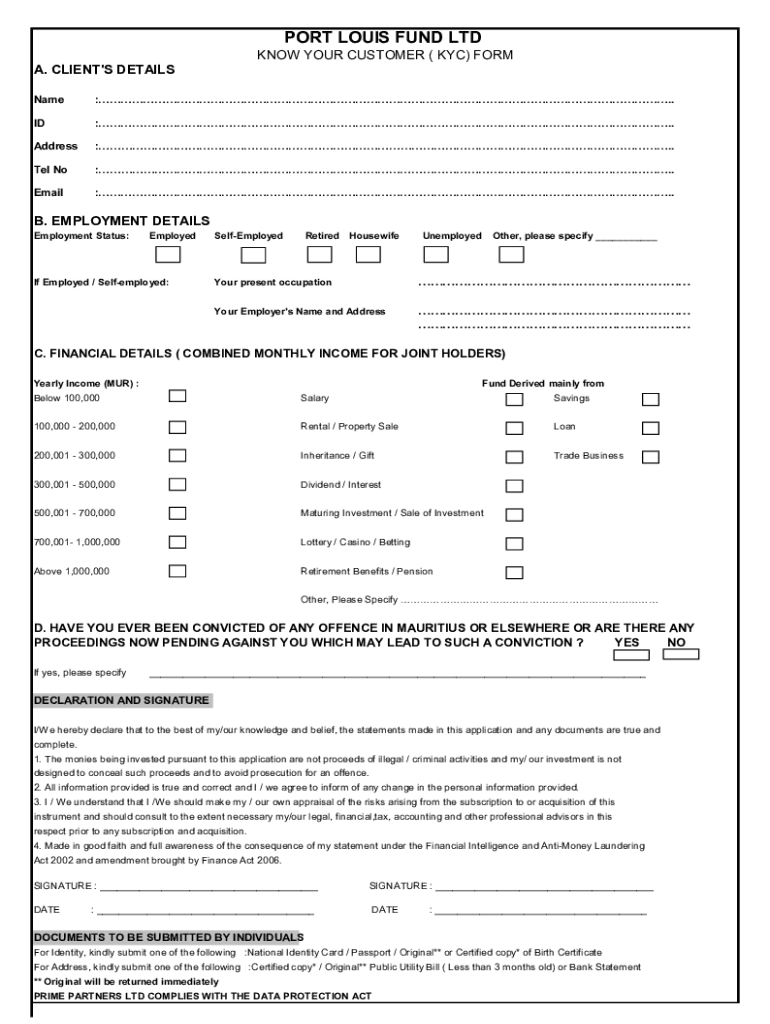 Fillable Online Kyc Form Canada - Fill Online, Printable, Fillable ...