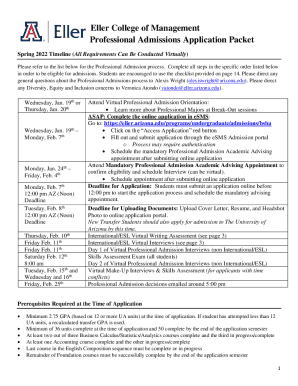 Fillable Online eller arizona Eller College of Management Advanced ...