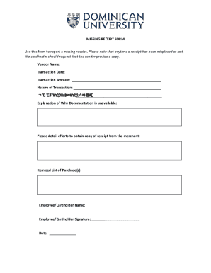 Fillable Online MISSING RECEIPT FORM Use this form to report a missing ...