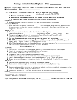 Fillable Online Discharge Instructions DCR Fax Email Print - pdfFiller