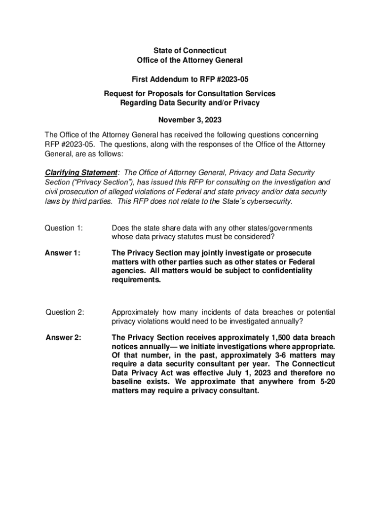 Fillable Online First Addendum to RFP #2023-05 Fax Email Print - pdfFiller
